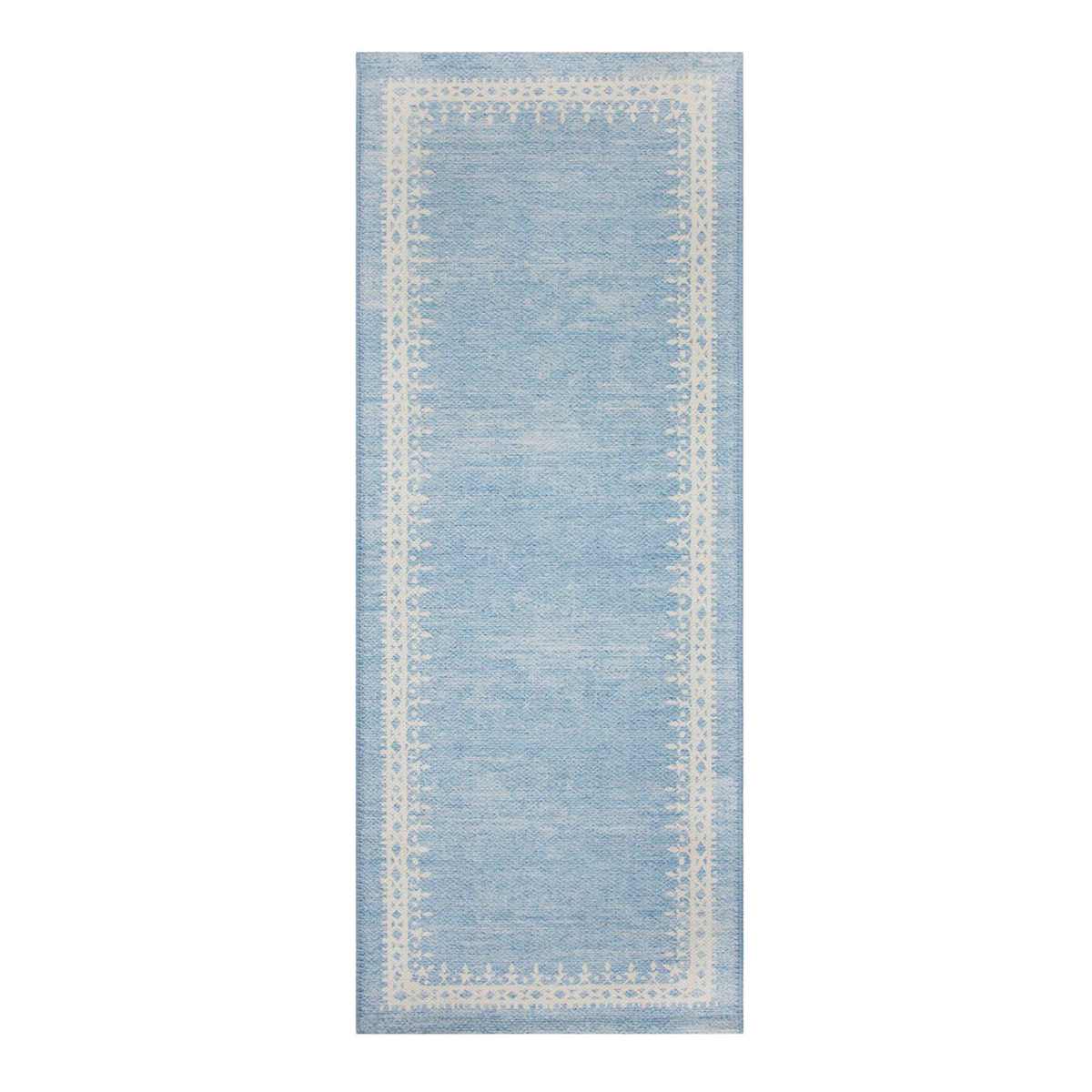 Bistro Light Blue Washable Kitchen Runner with Gelback 2x5 | At Home