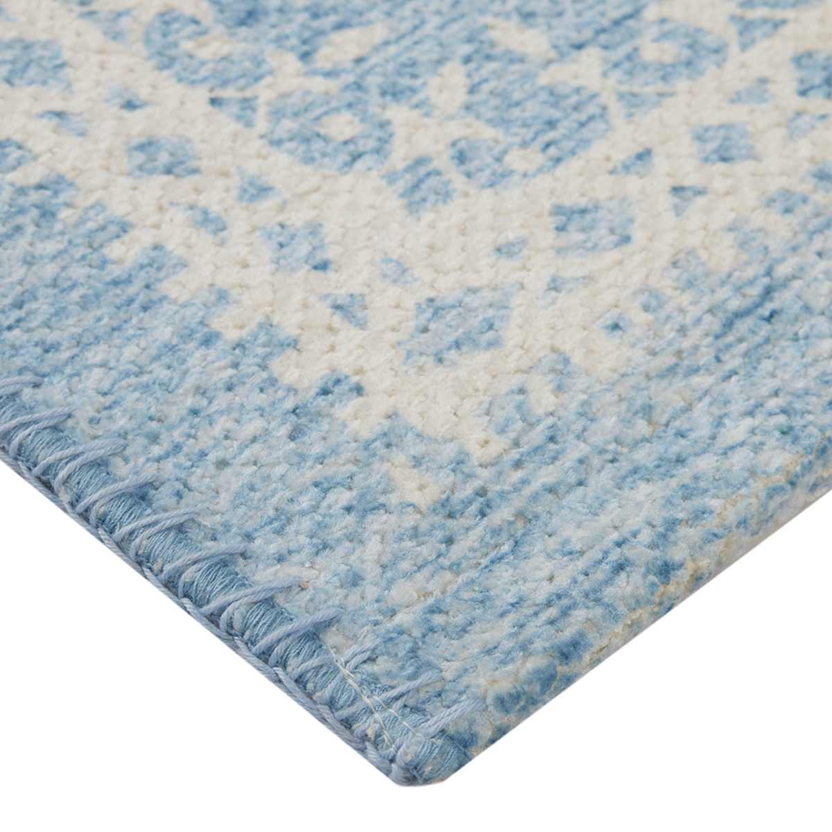 Bistro Light Blue Washable Kitchen Runner with Gelback 2x5 | At Home