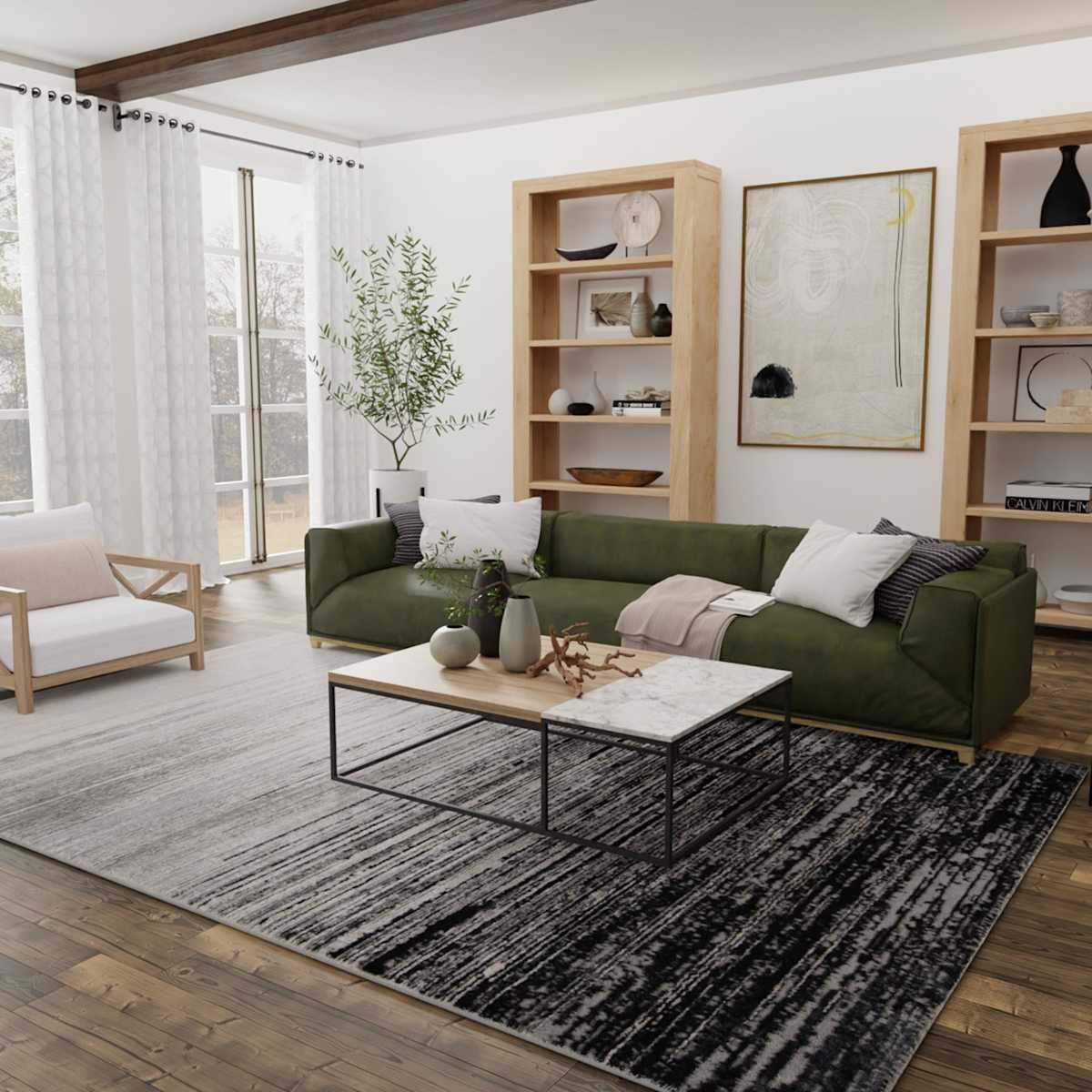 Avalis Grey and Black Ombre Accent Rug 3x5 | At Home