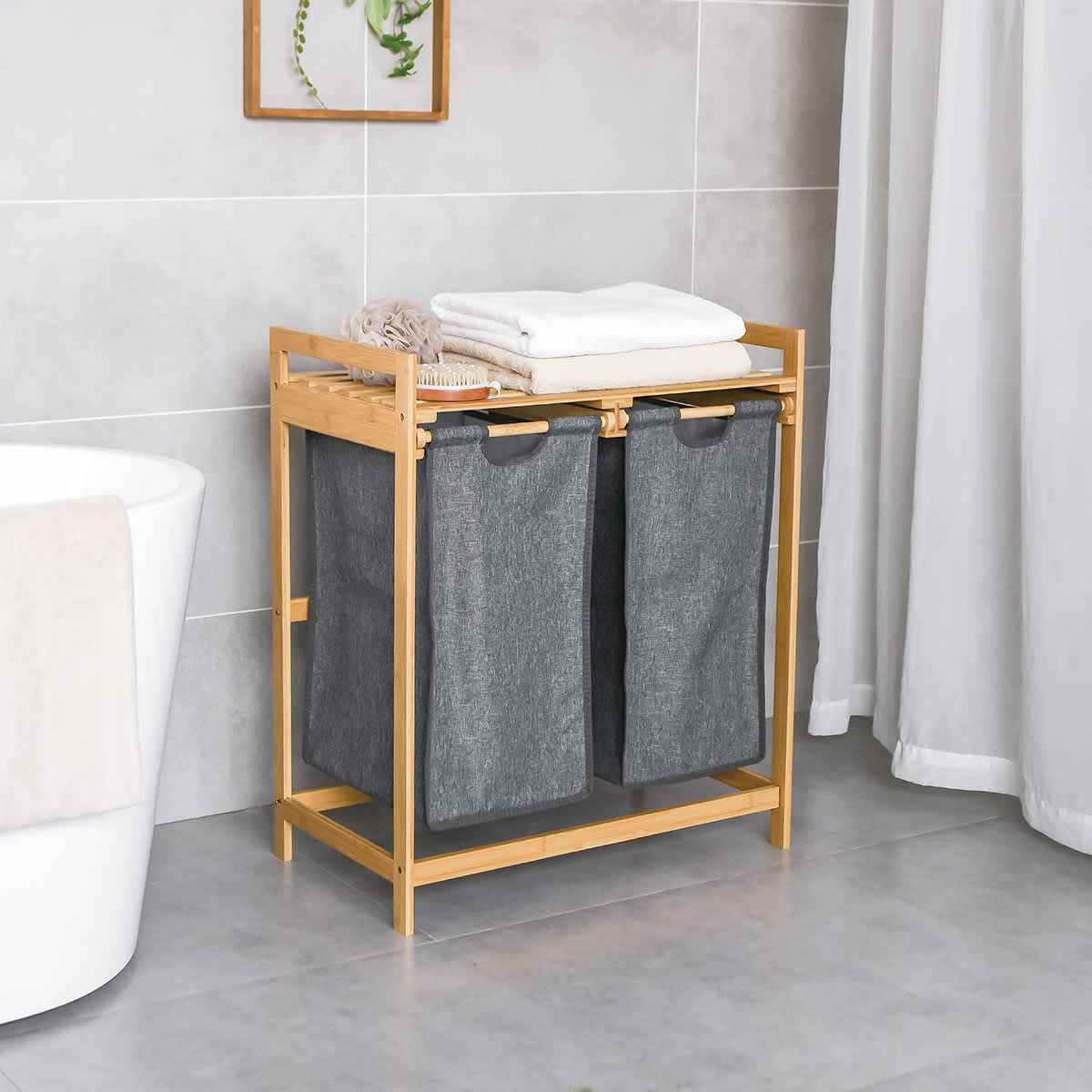 Double sorter laundry hamper store