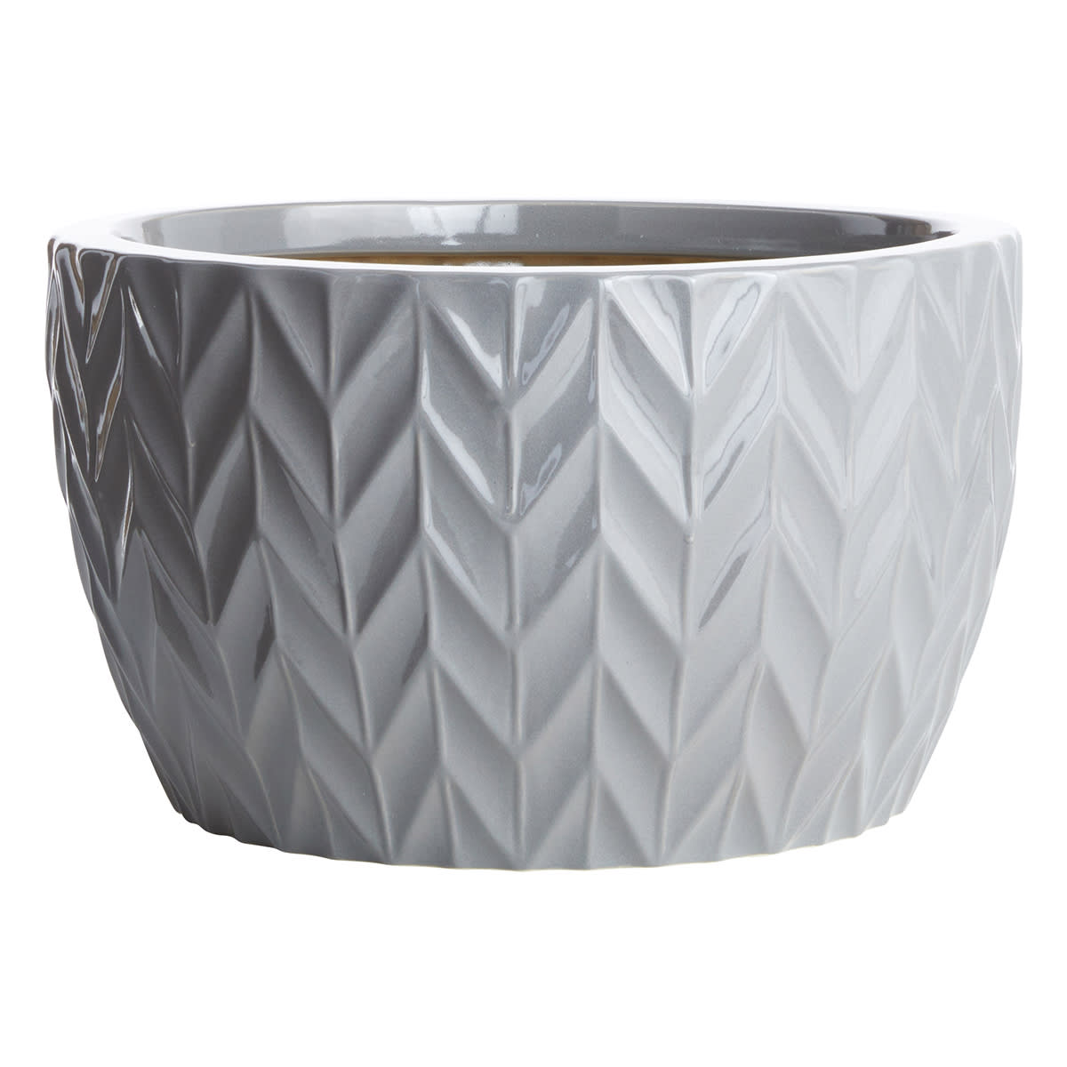 Crosby St. Grey Herringbone Ceramic Outdoor Planter ...