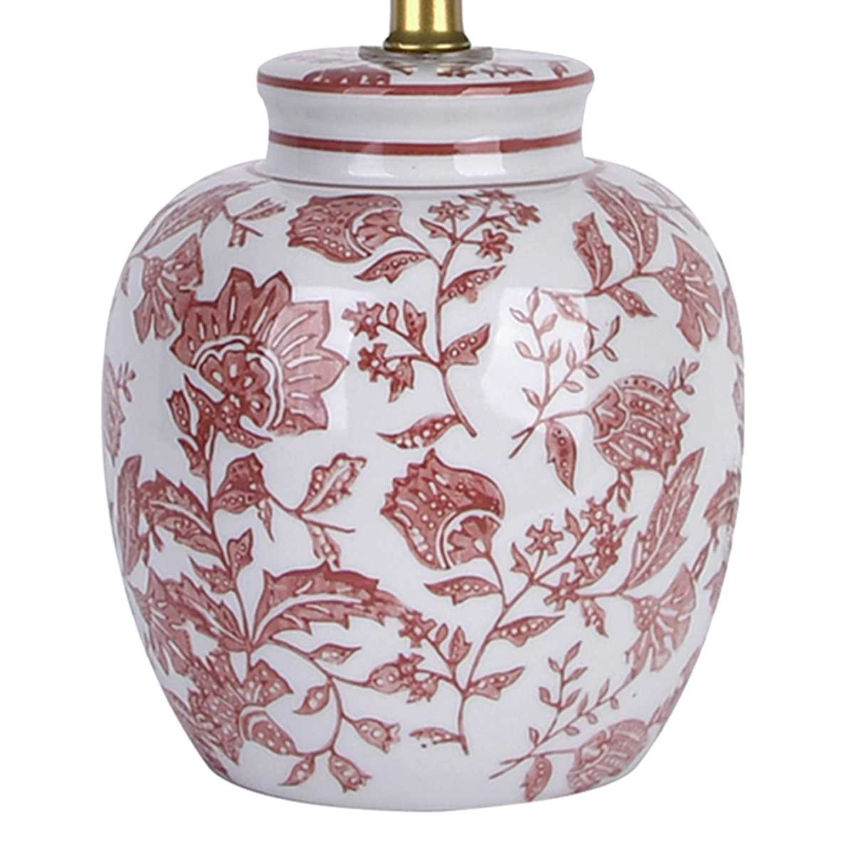 Providence Red Ceramic Chinoiserie Small Table Lamp with Shade, 14"