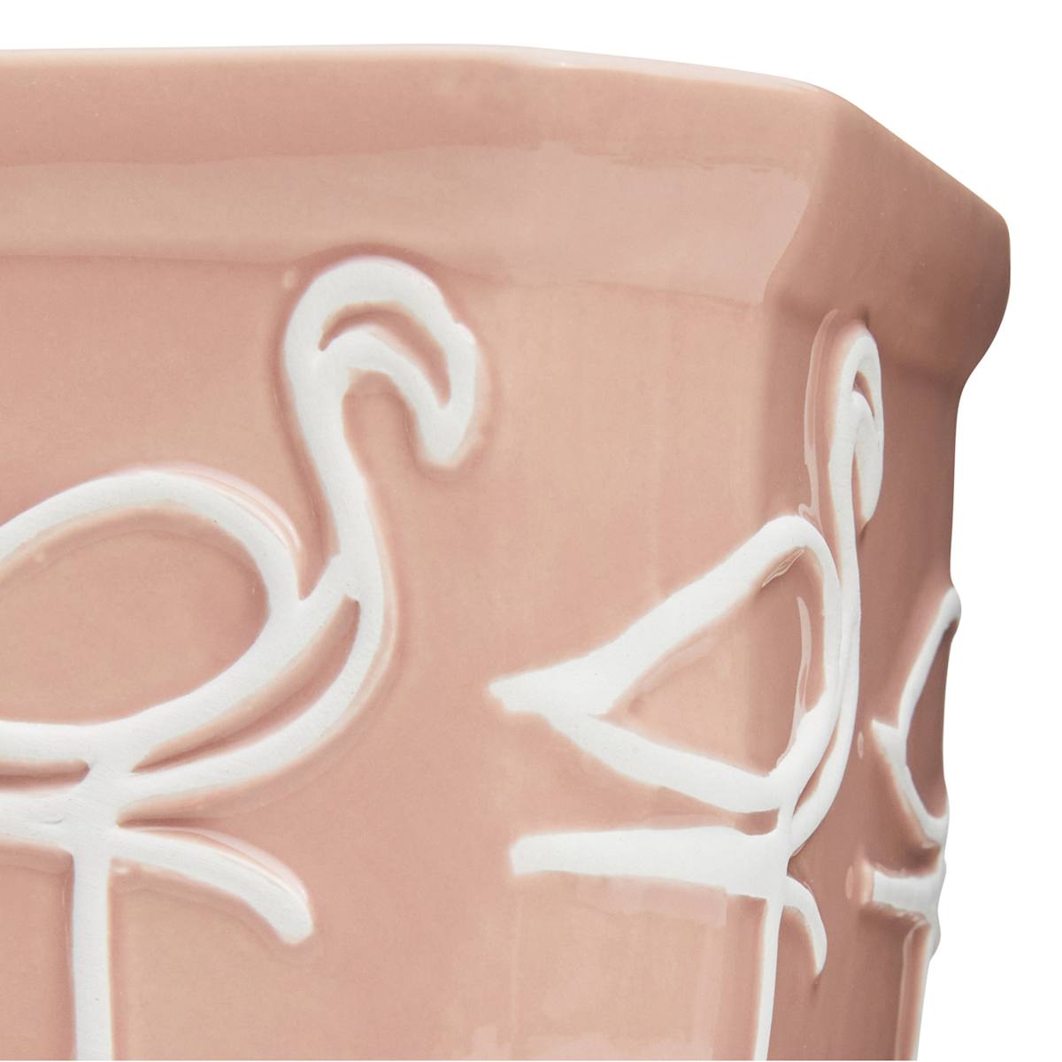 Providence Indoor Pink Flamingo Ceramic Square Planter, 4.8"