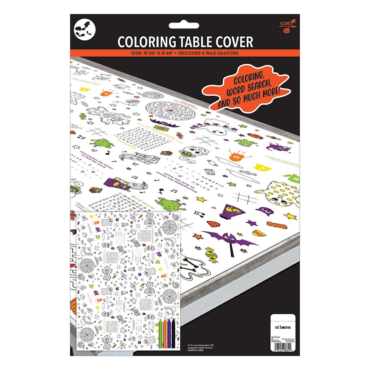 Halloween Coloring Tablecloth with 4 Crayons | At Home
