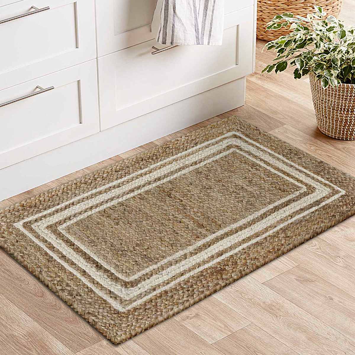 Natural Ivory Braided Jute Rug, 21x34 | At Home