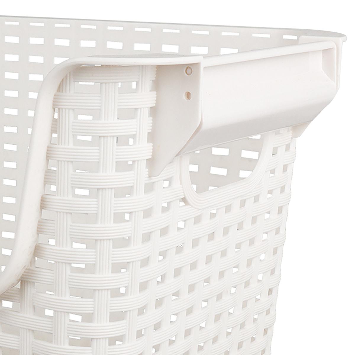 Crossover Weave Stackable Storage Basket, White