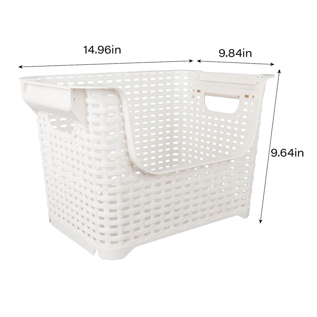 Crossover Weave Stackable Storage Basket, White