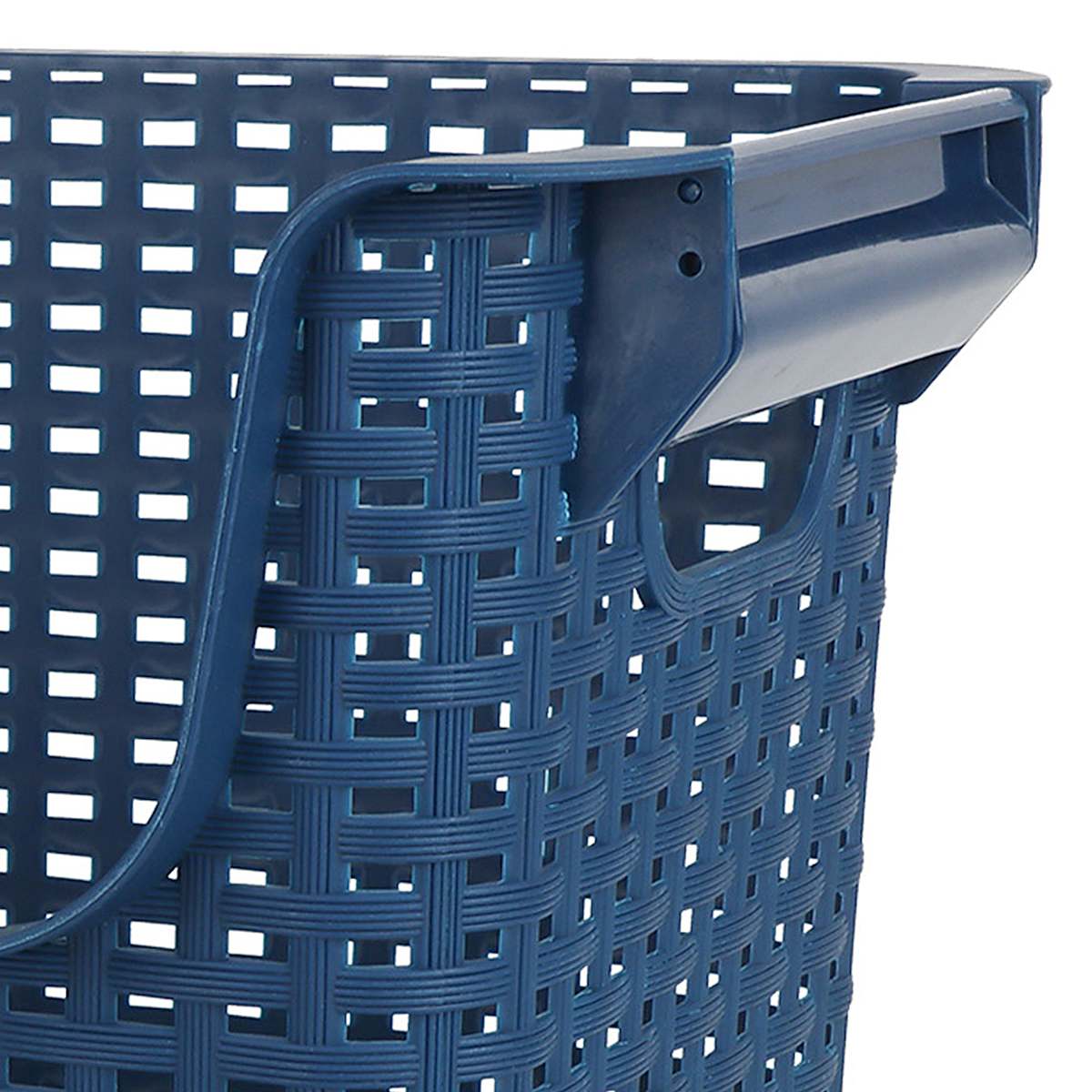 Crossover Weave Stackable Storage Basket, Navy Blue