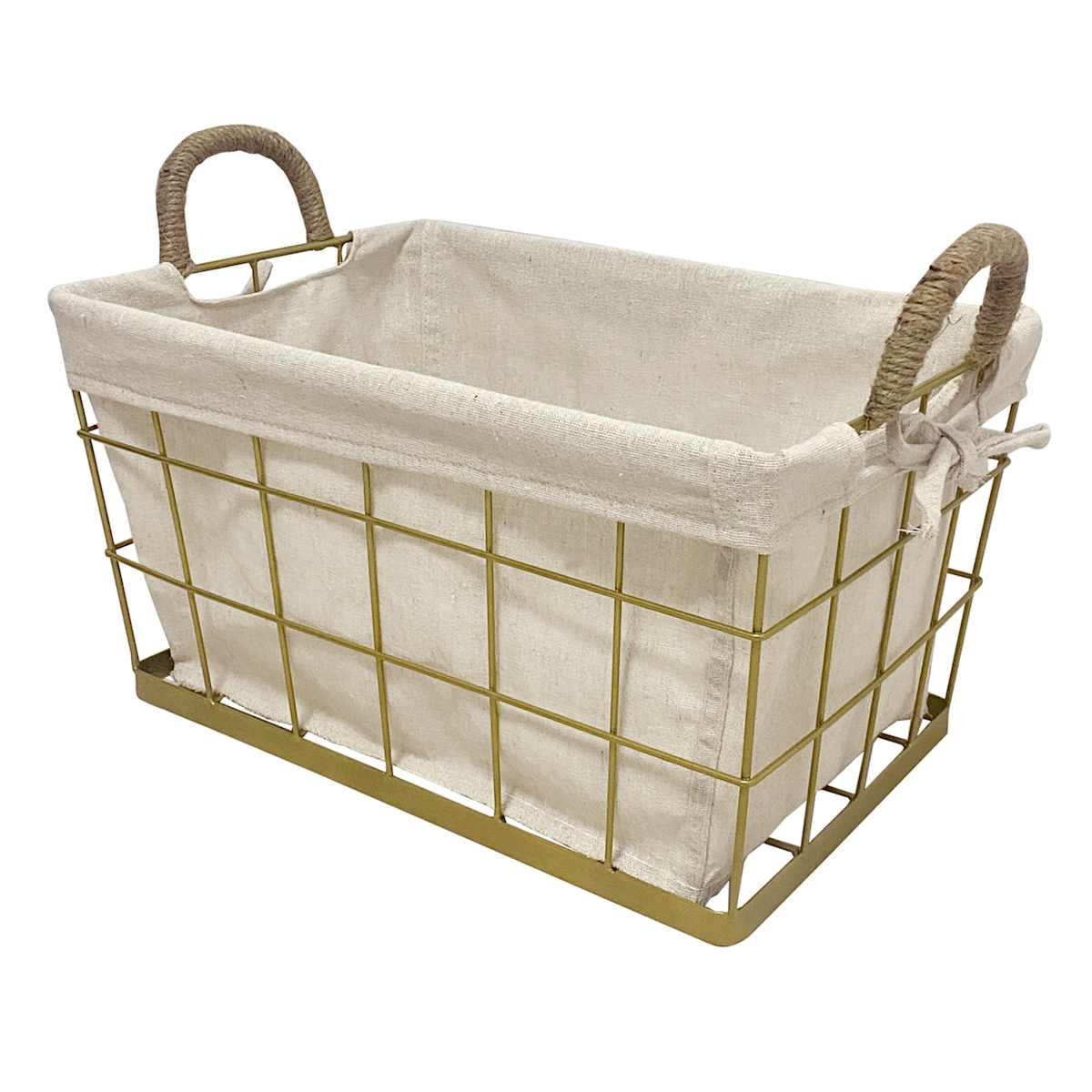 Tapered Rectangle Metal Grid Basket with Liner