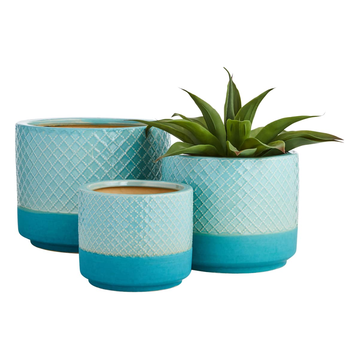 Indoor Blue Reactive Glaze Diamond Pot, Large | At Home