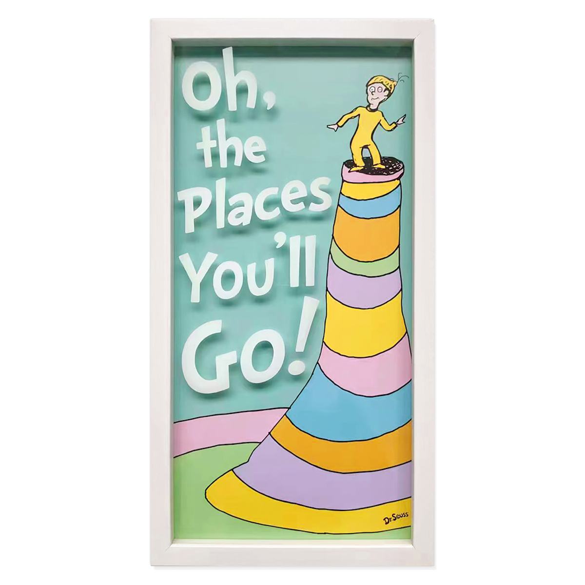 Dr. Seuss Glass Framed Places Oh the Places You'll Go Print Wall Decor ...