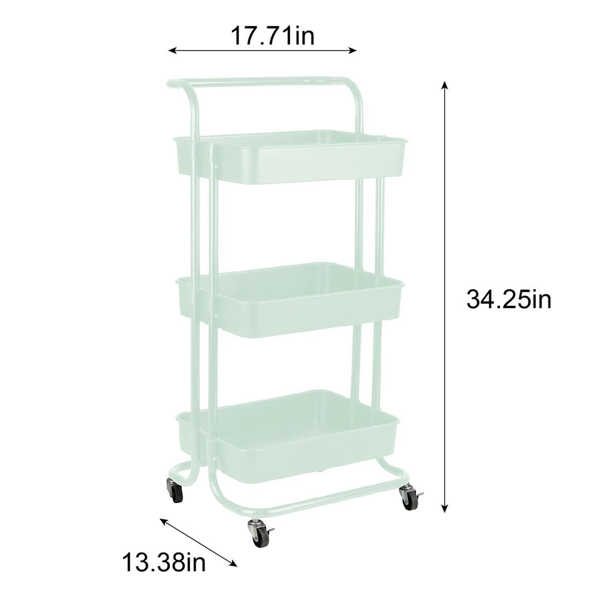 3-Tier Rolling Storage Cart, Mint