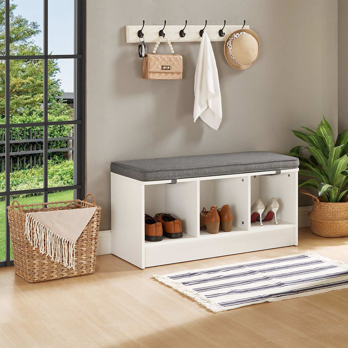 Sara Cube Storage Bench, White