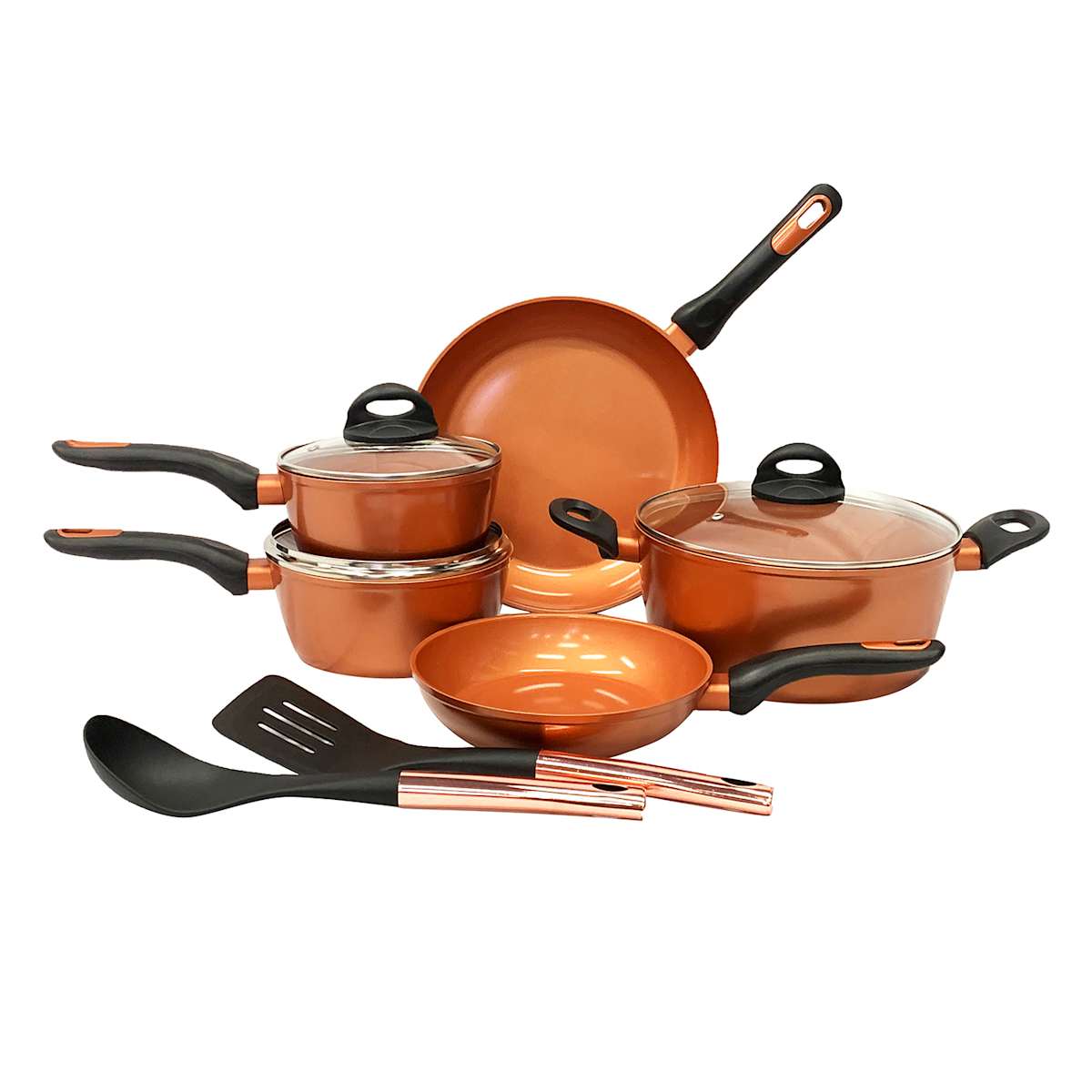10-Piece Copper Finish Ceramic Cookware Set