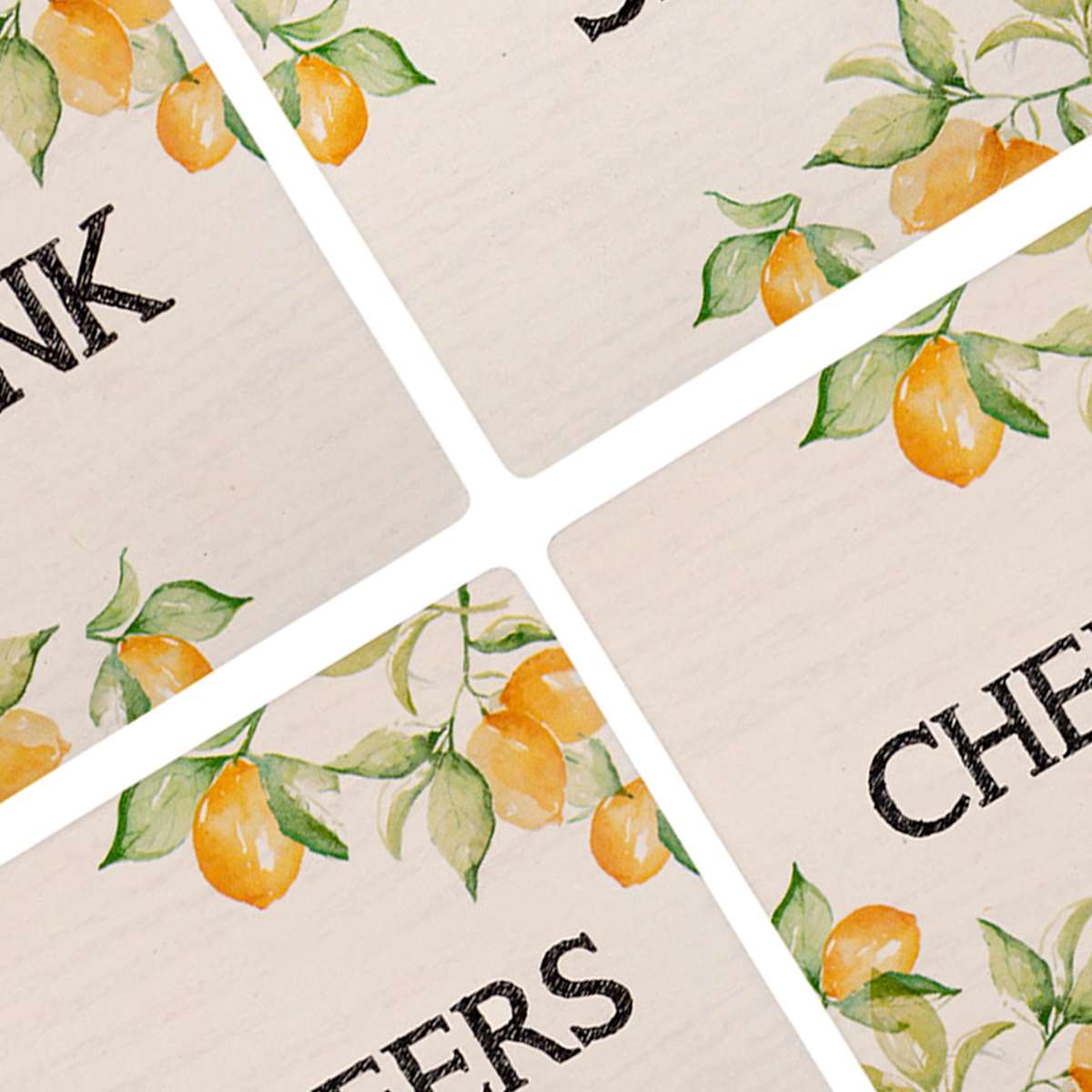 Set of 6 Lemon Coasters with Caddy