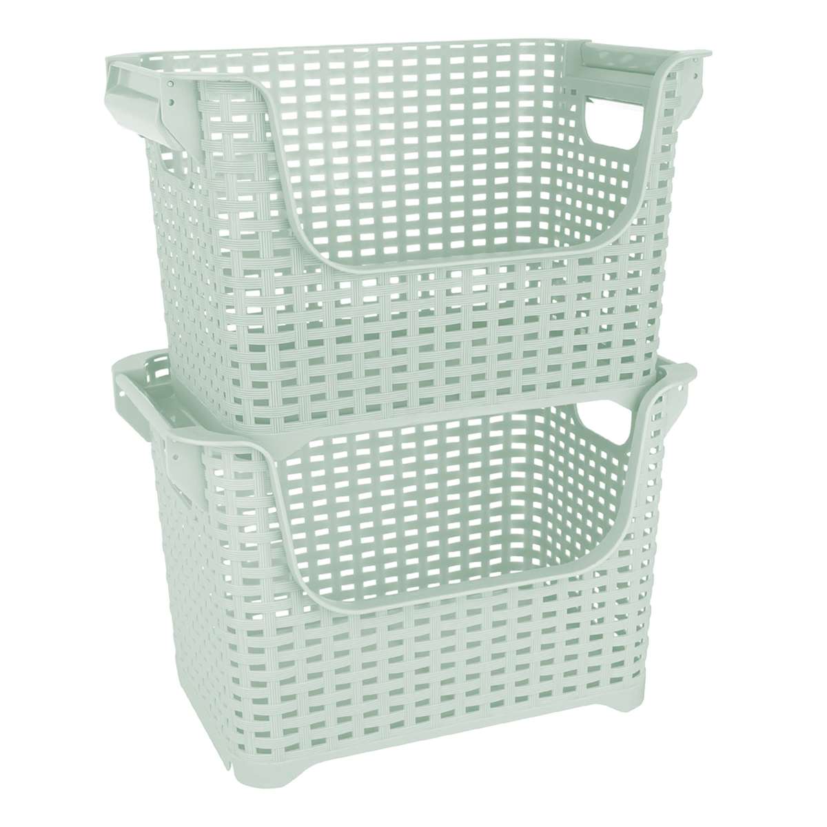 Crossover Weave Stackable Storage Basket, Mint