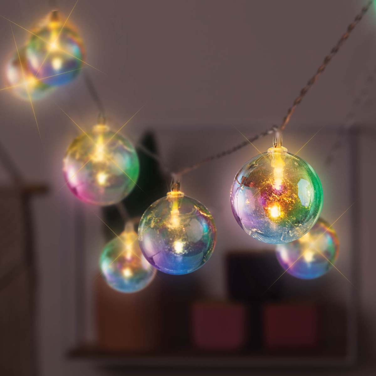 10-Count Iridescent Ball String Lights