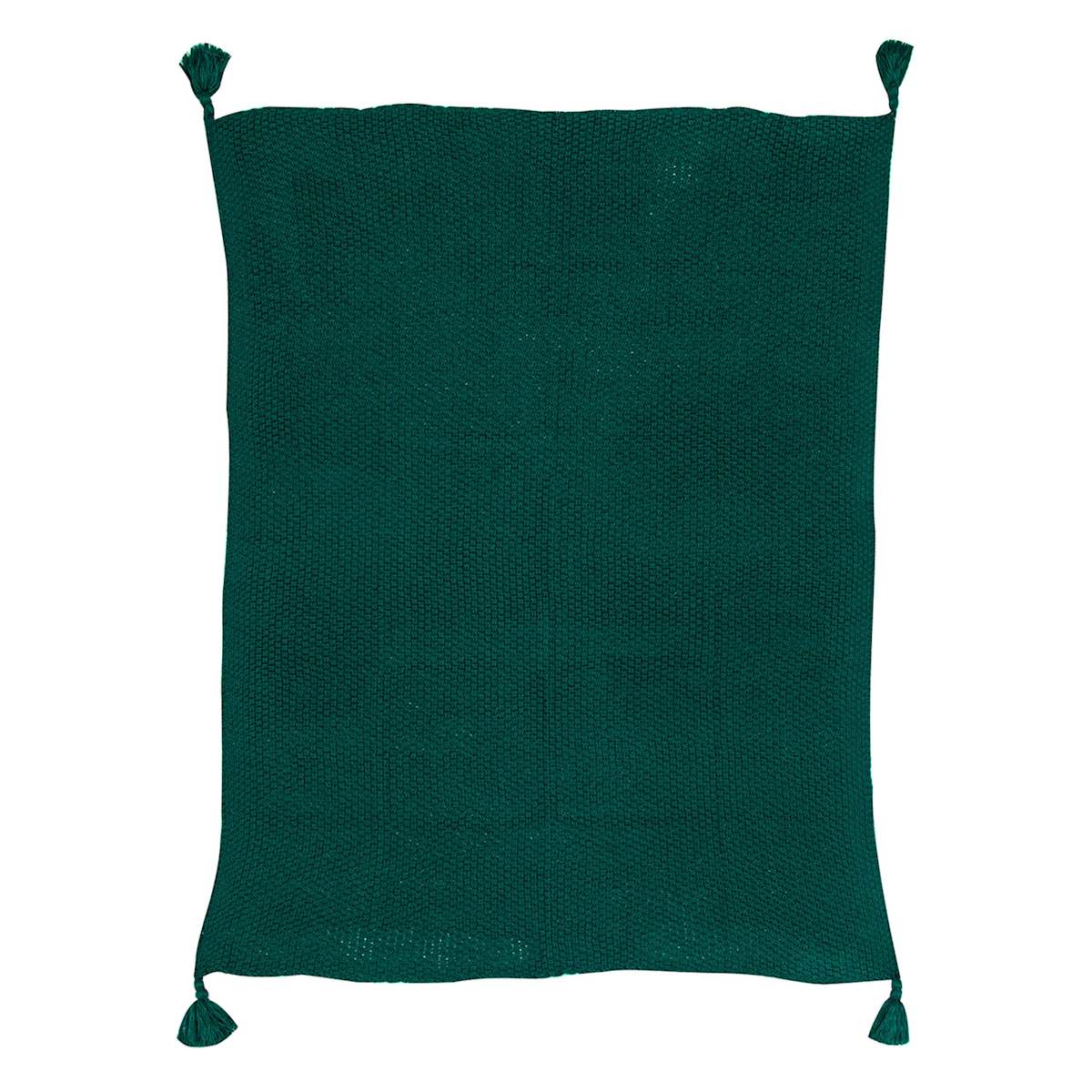 Found & Fable Green Woven Throw Blanket with Tassels, 50x60