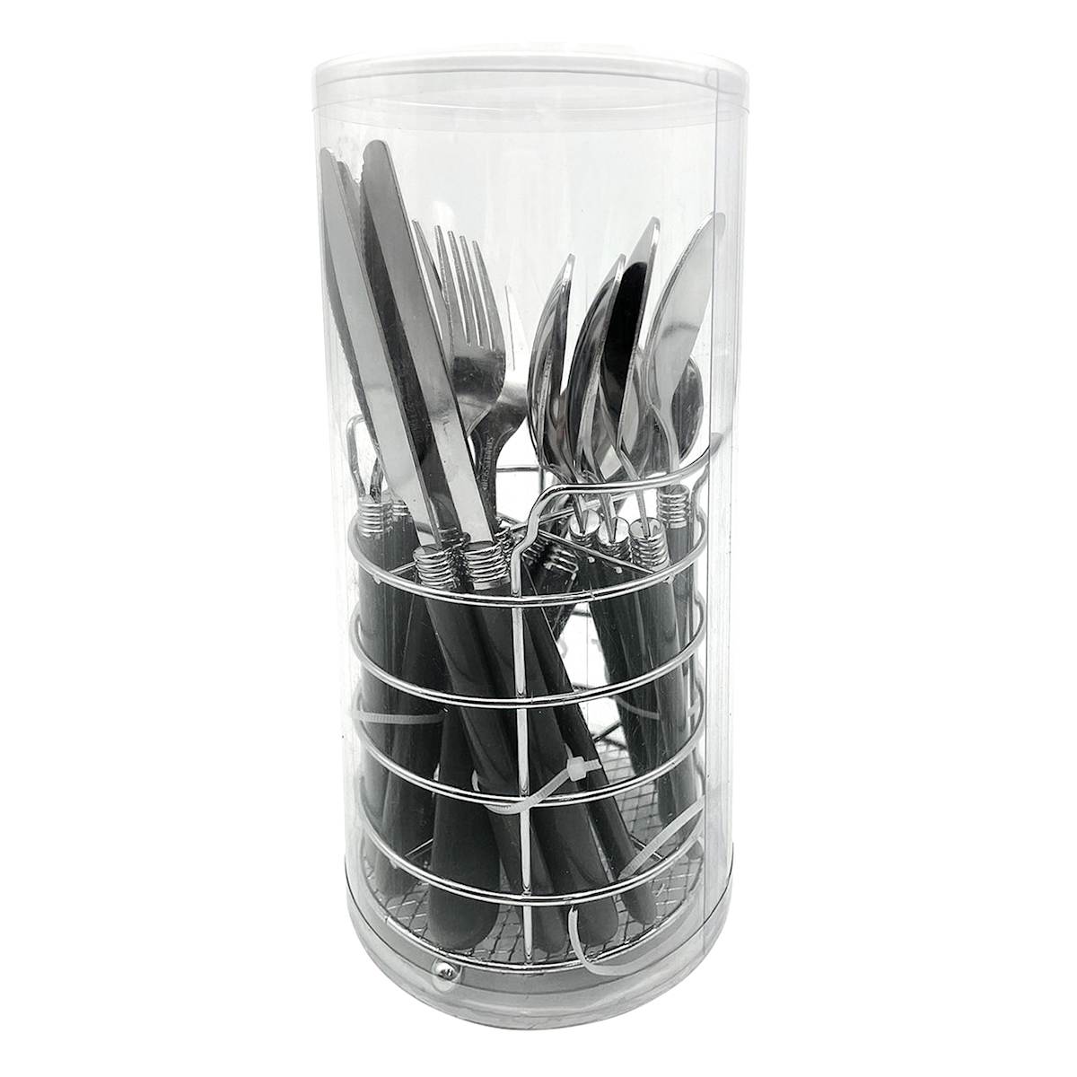 Metal & Grey Handle Flatware Set