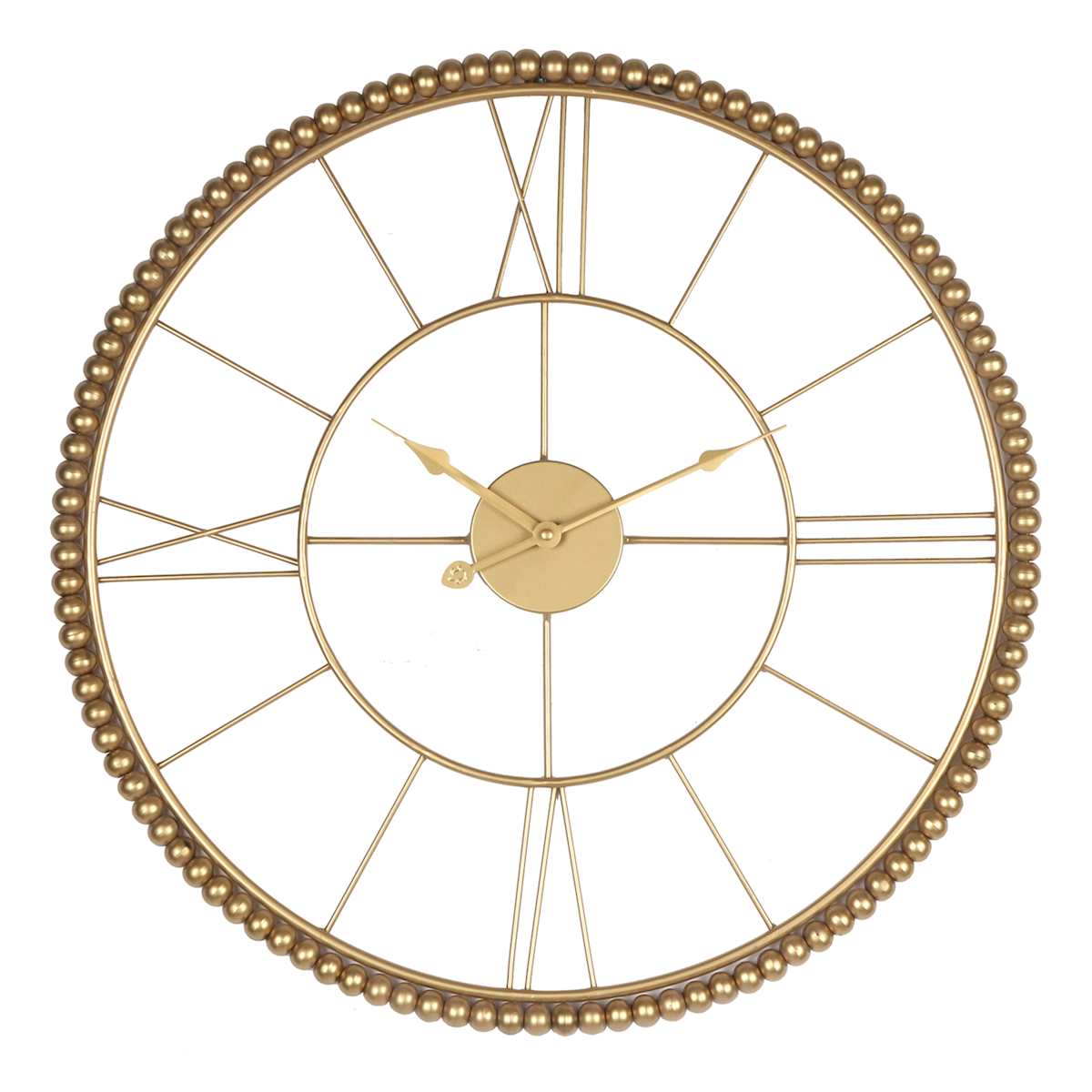 Providence Gold Beaded Metal Round Wall Clock, 24"