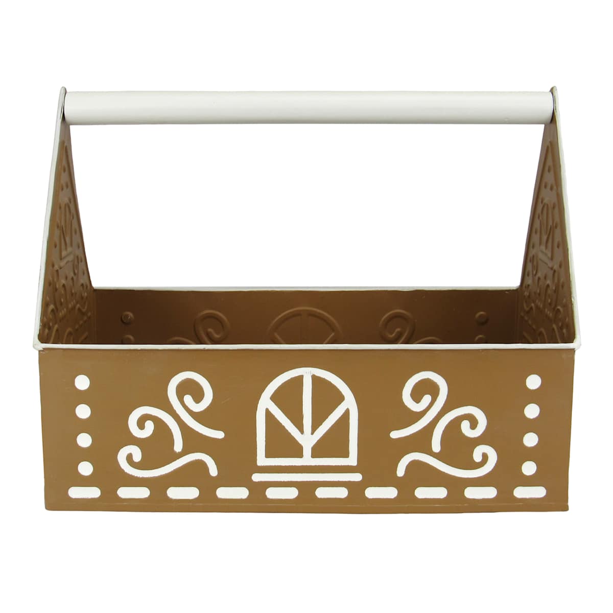 Gingerbread Lane Metal House Container with Wood Handle 12" | Holiday ...