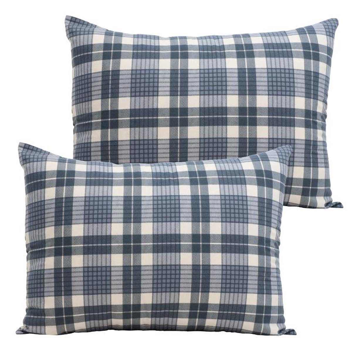 Honeybloom 3-Piece Blue Plaid Flannel Printed Cotton Comforter Set ...