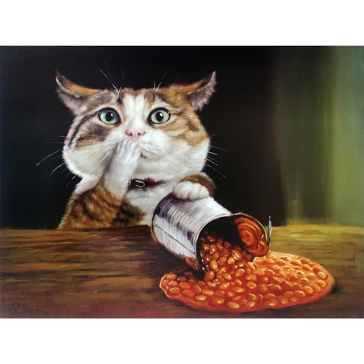 Spill the Beans Cat Canvas Wall Art, 16x12
