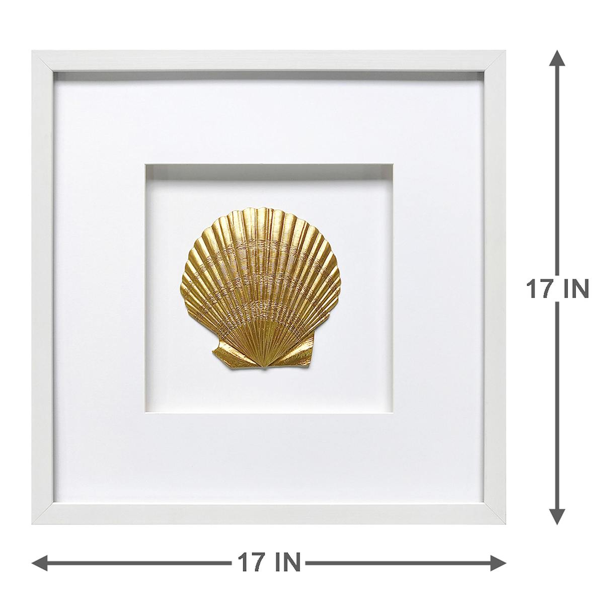 Providence Glass Framed Gold Shell Wall Art, 17"