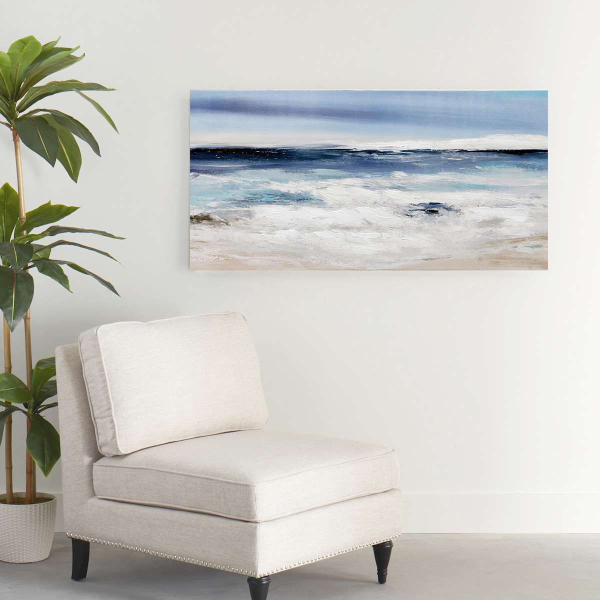 Long Beach Embellished Canvas Wall Art, 48x24
