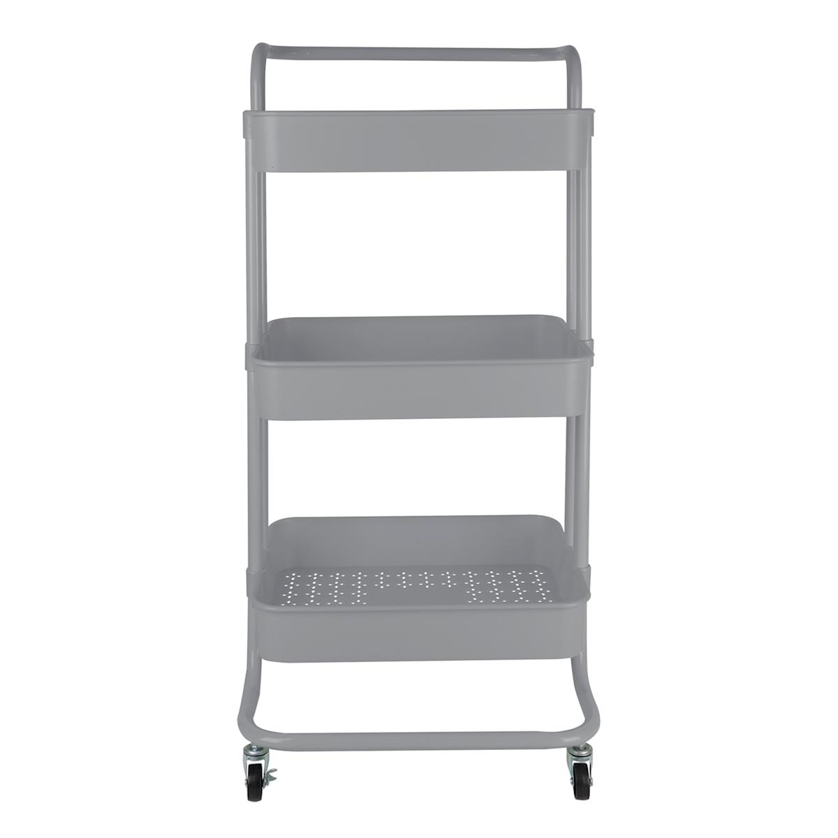 3-Tier Rolling Storage Cart, Light Grey