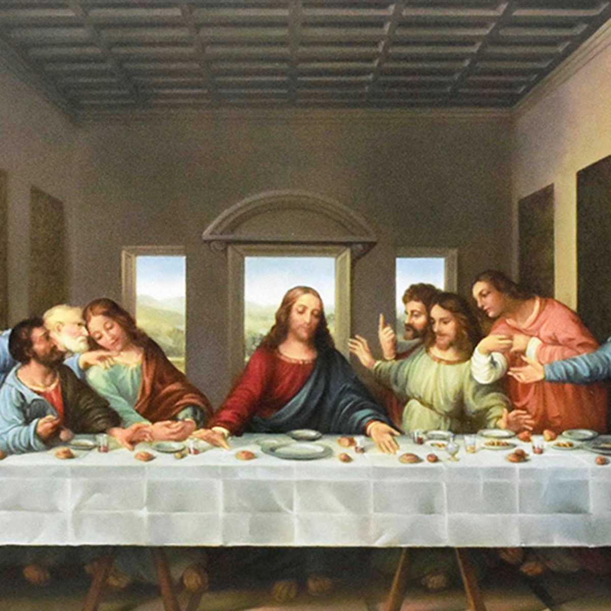 Glass Framed The Last Supper Print Wall Art, 27x17