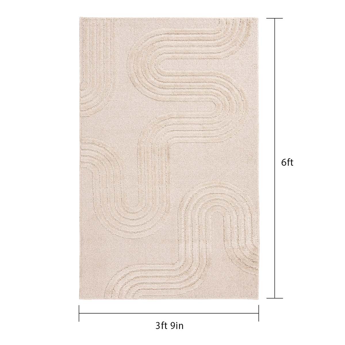 White Tufted Accent Rug, 4x6