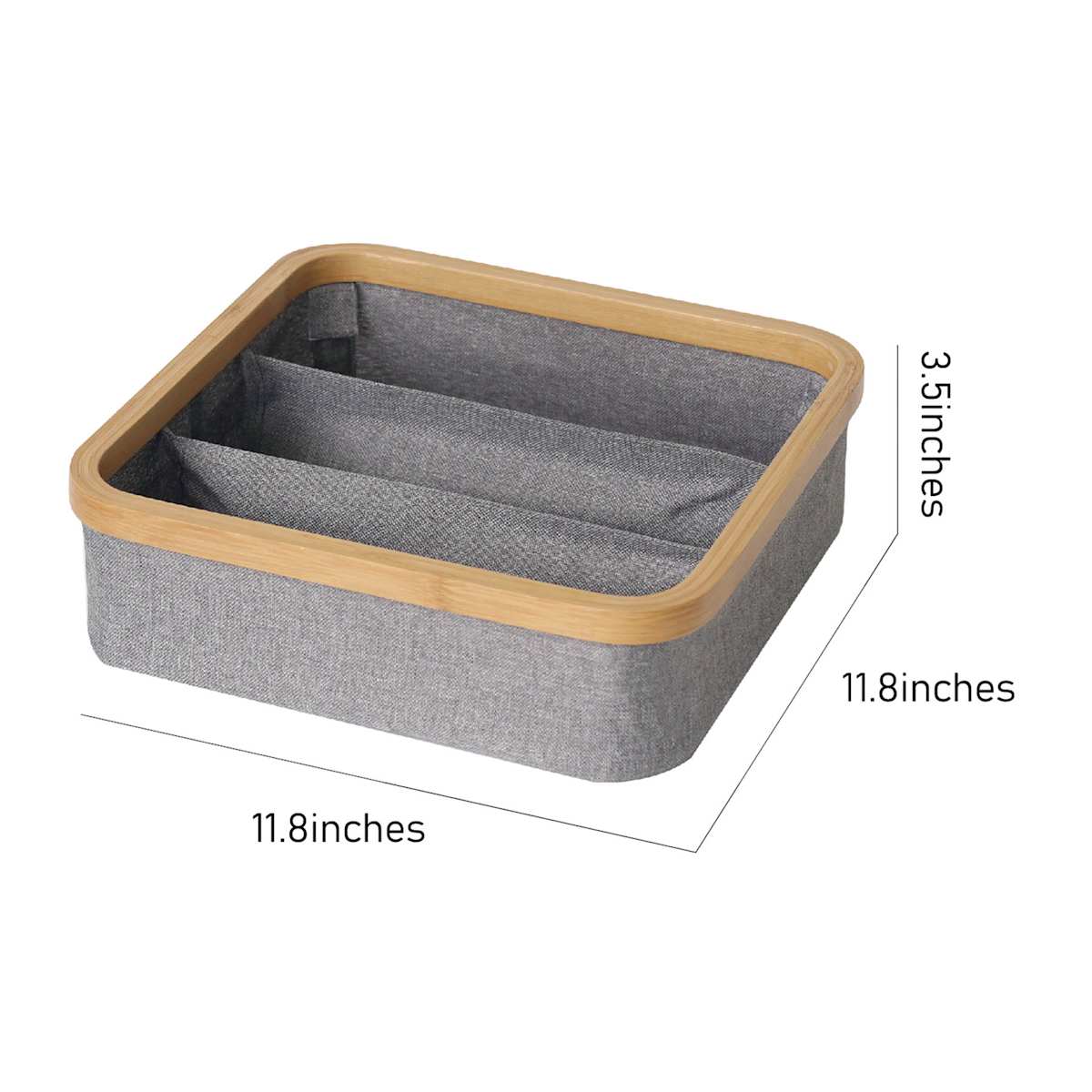 3-Compartment Bamboo Storage Bin