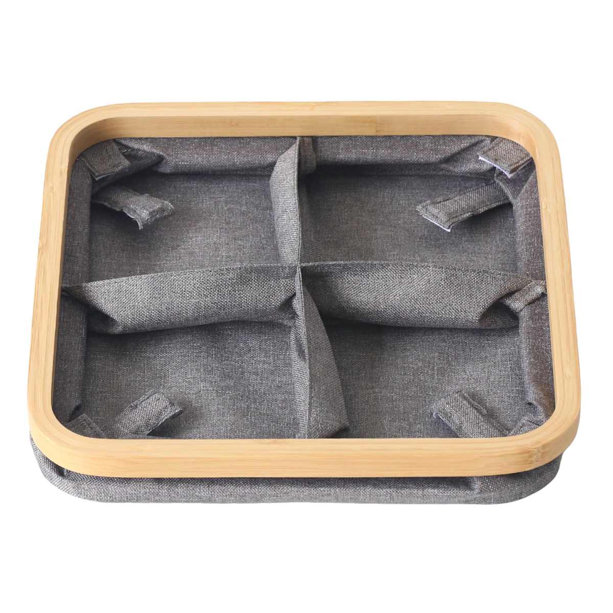 4-Compartment Bamboo Storage Bin