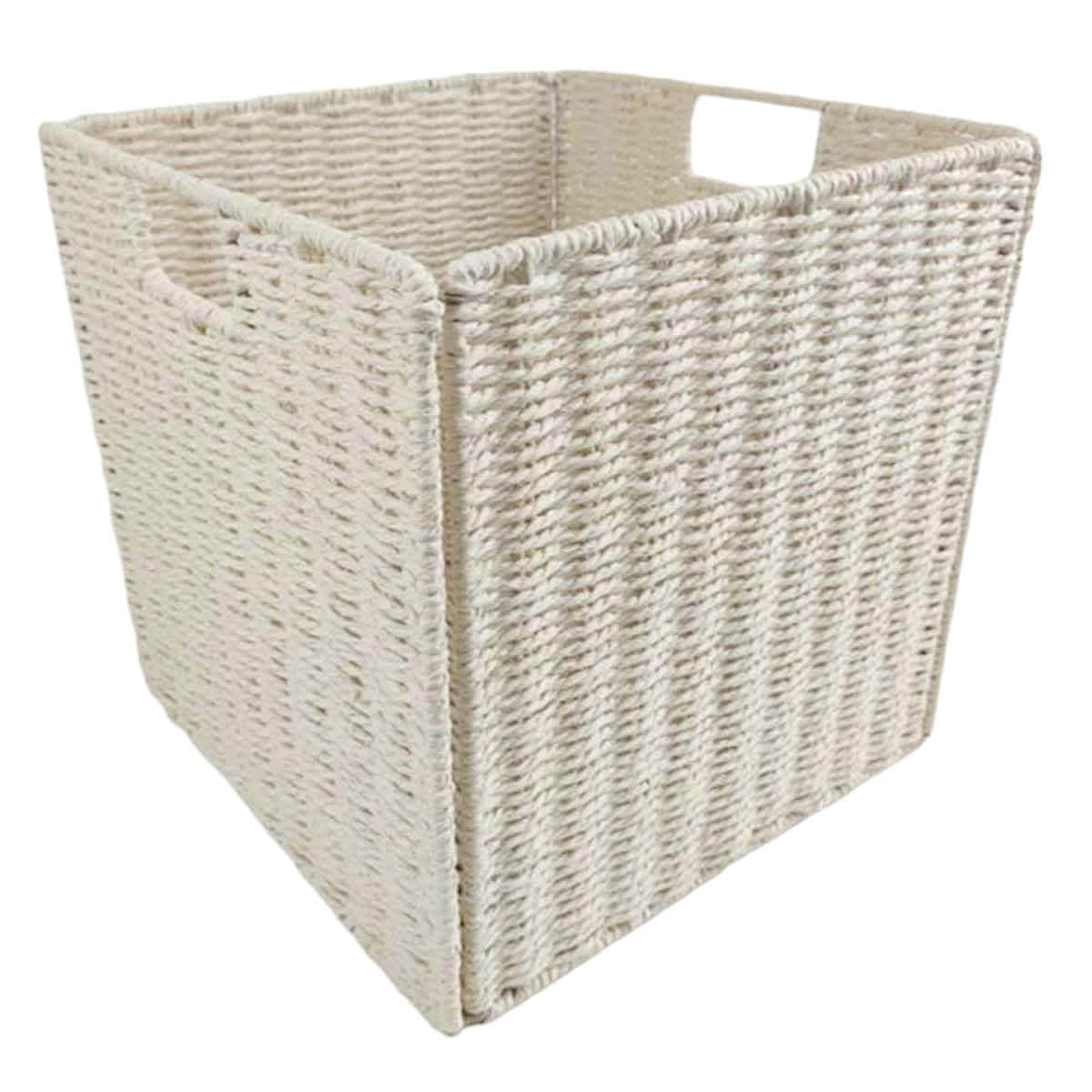 Collapsible Paper Rope Storage Cube, Beige