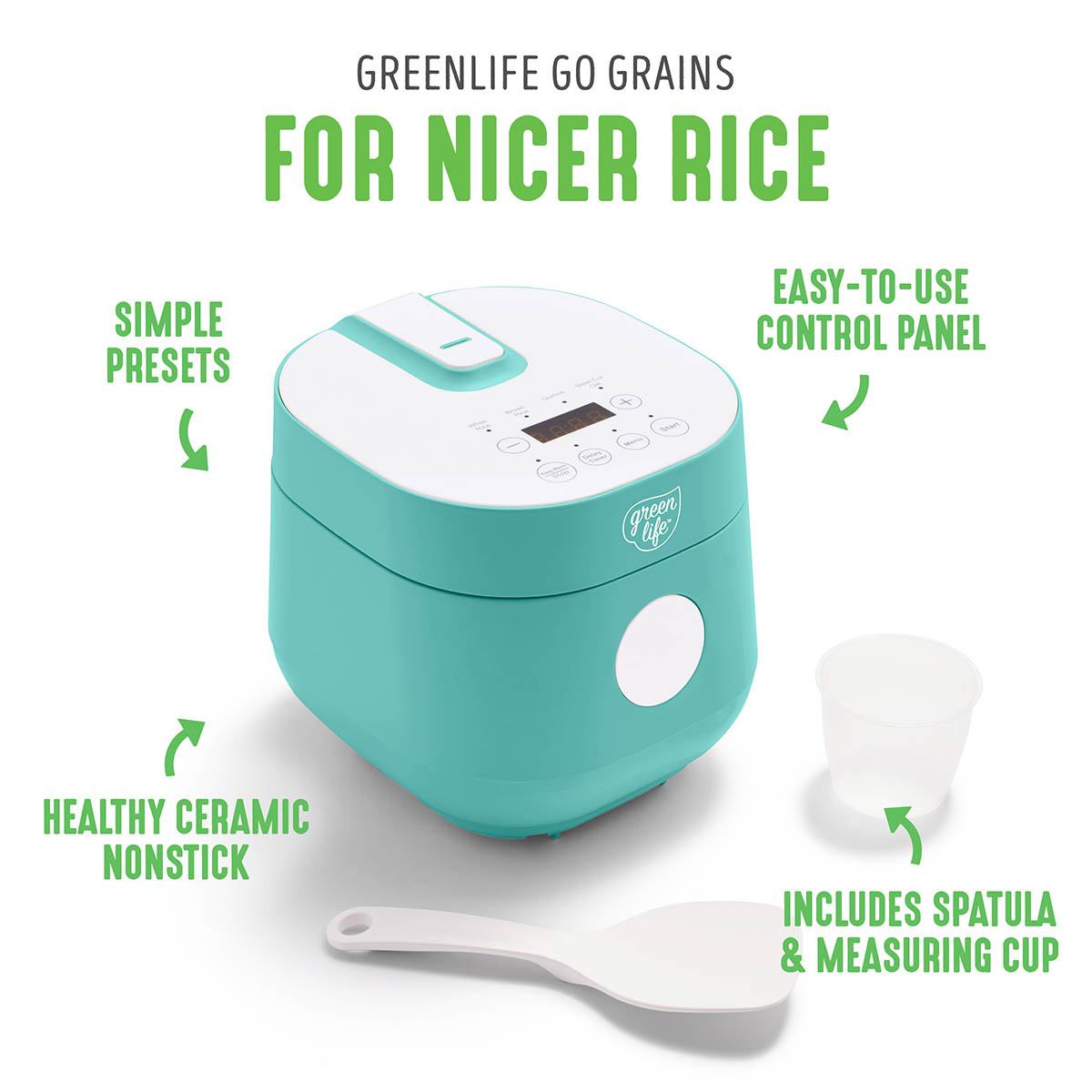 GreenLife Rice Cooker, Turquoise