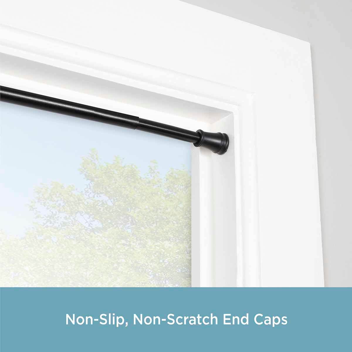 Rogers 5/8" Black Tension Curtain Rod, 48-84"