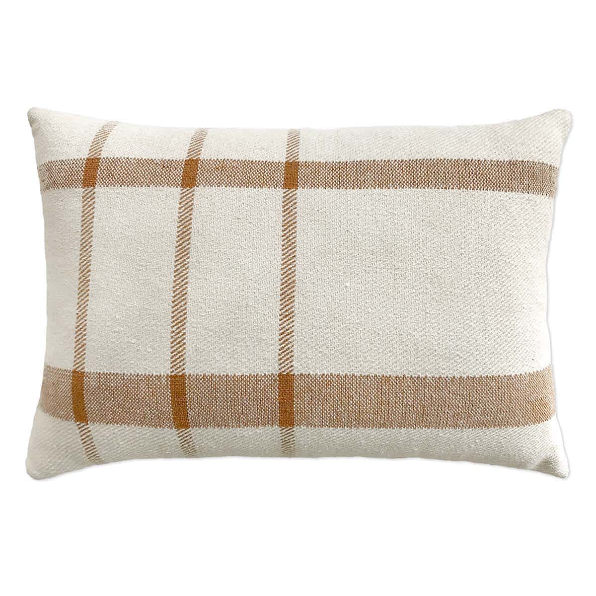 Honeybloom Beige Open Grid Throw Pillow, 14x20