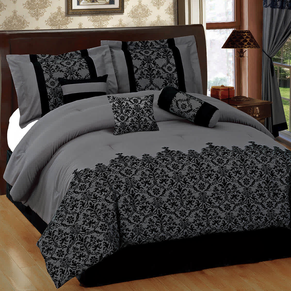 Black and grey comforter set store