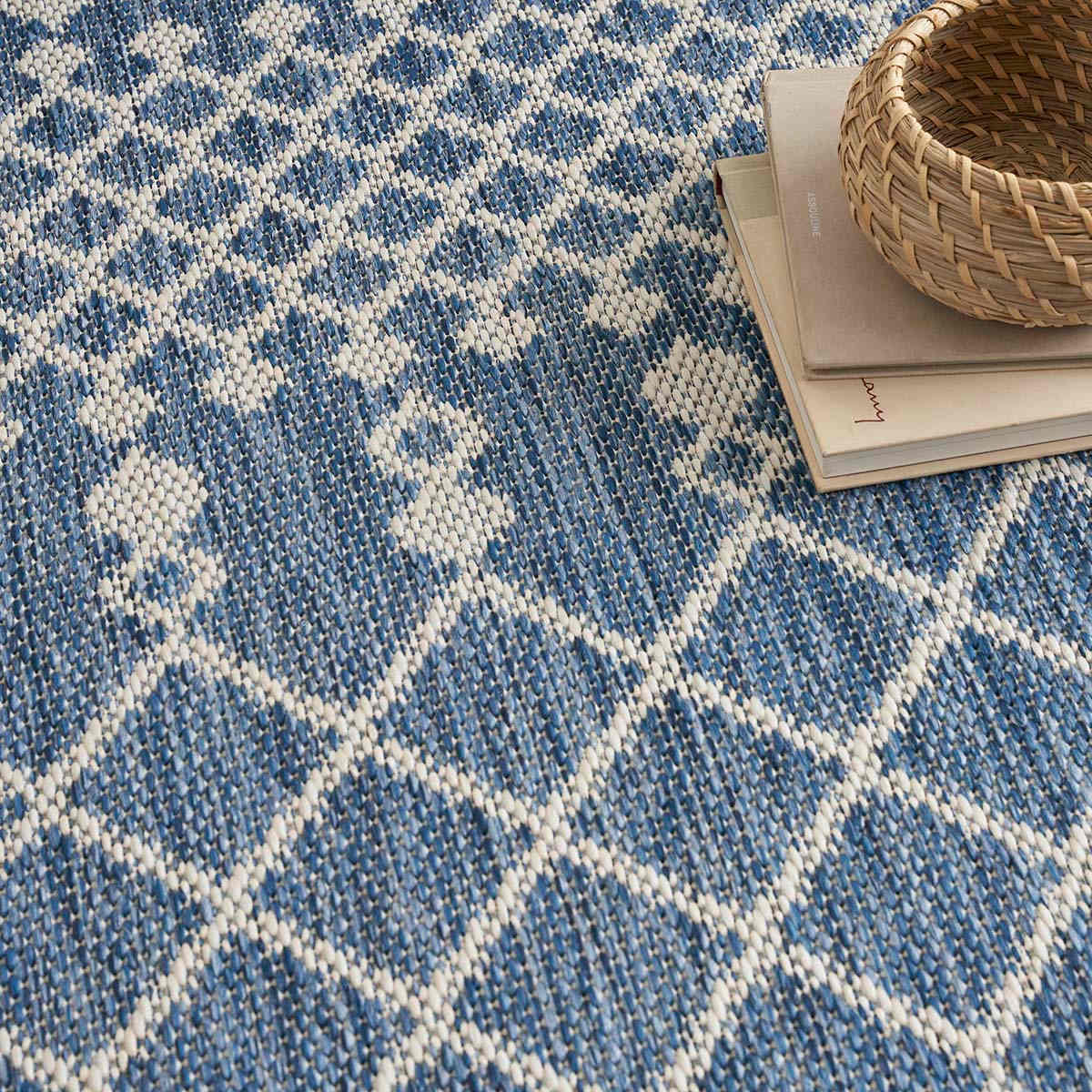 Navy Blue Moroccan Outdoor Area Rug, 5X7 | At Home