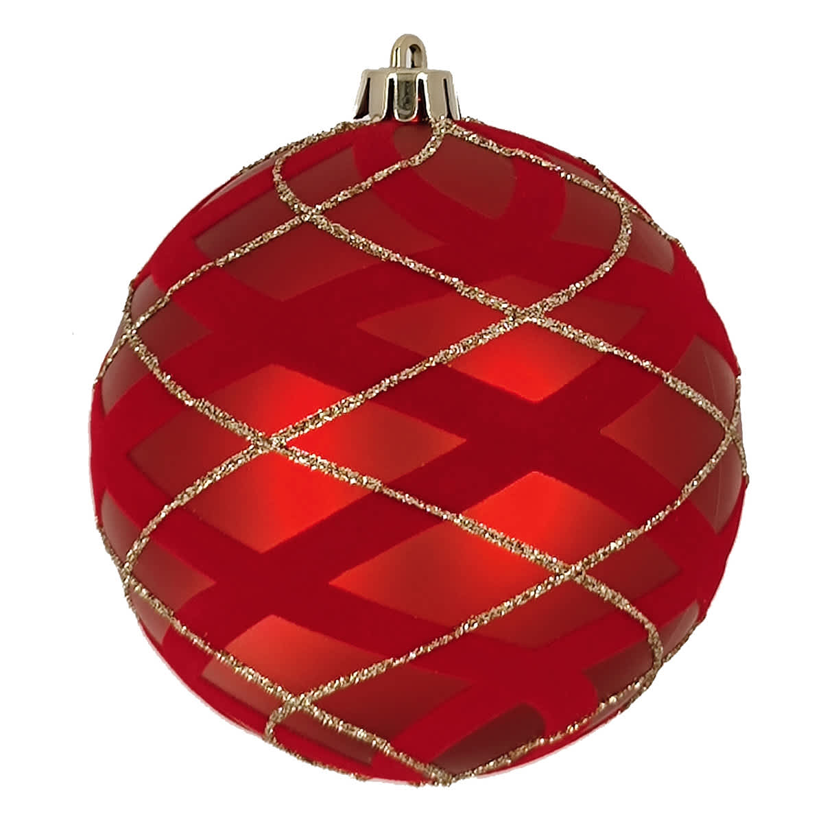 4 Count Red Flocked Gold Lined Ornaments 3.9 Christmas Ornaments At Home