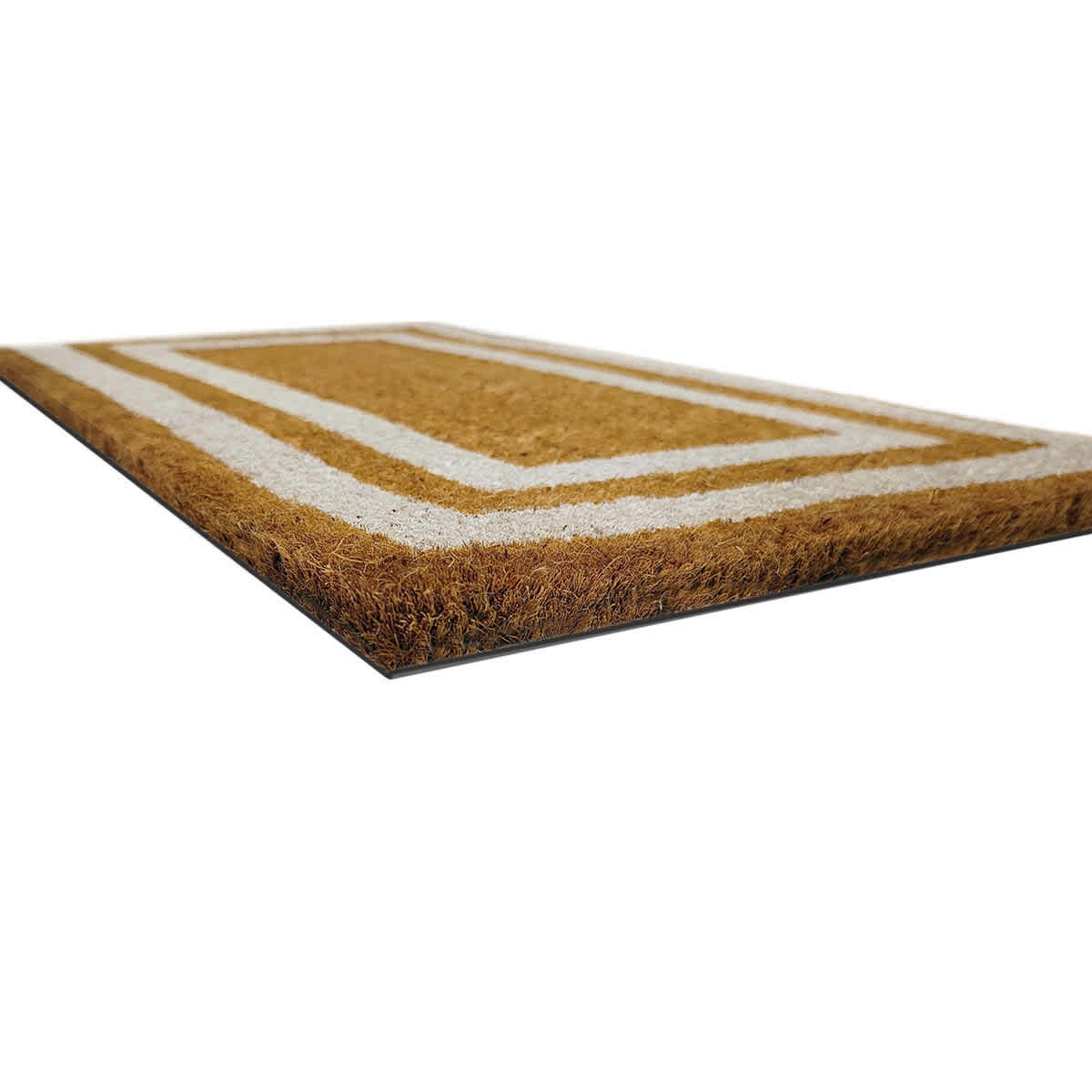Providence White & Natural Double Border Coir Mat, 18x30 | At Home