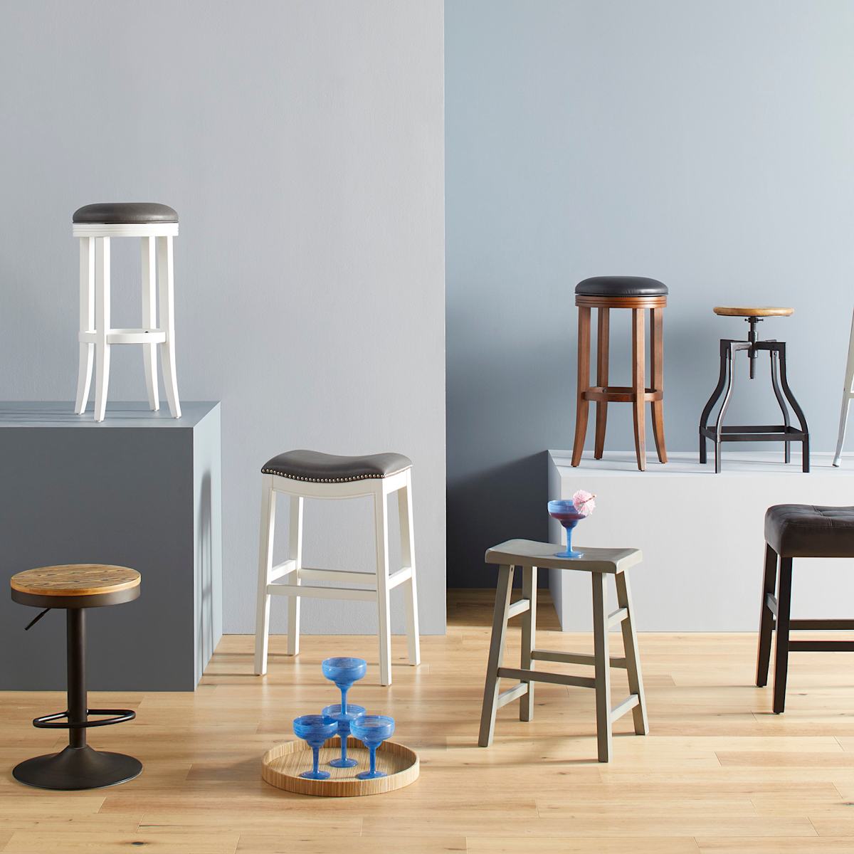 Grey saddle bar stools store