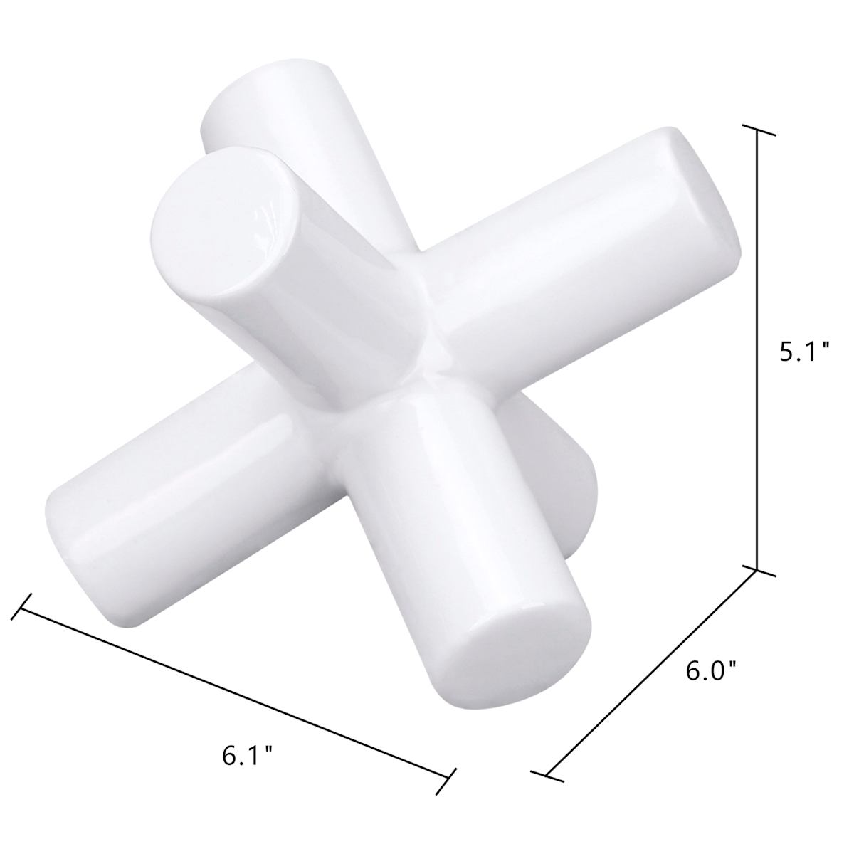 White Ceramic Jack Decor, 7"