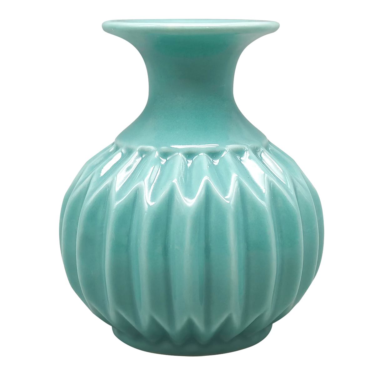 Teal Ceramic Vase, 4"