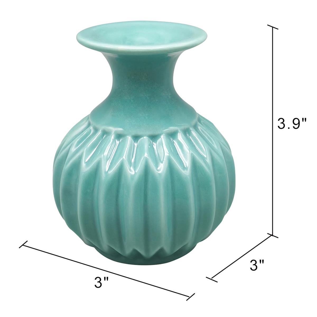 Teal Ceramic Vase, 4"