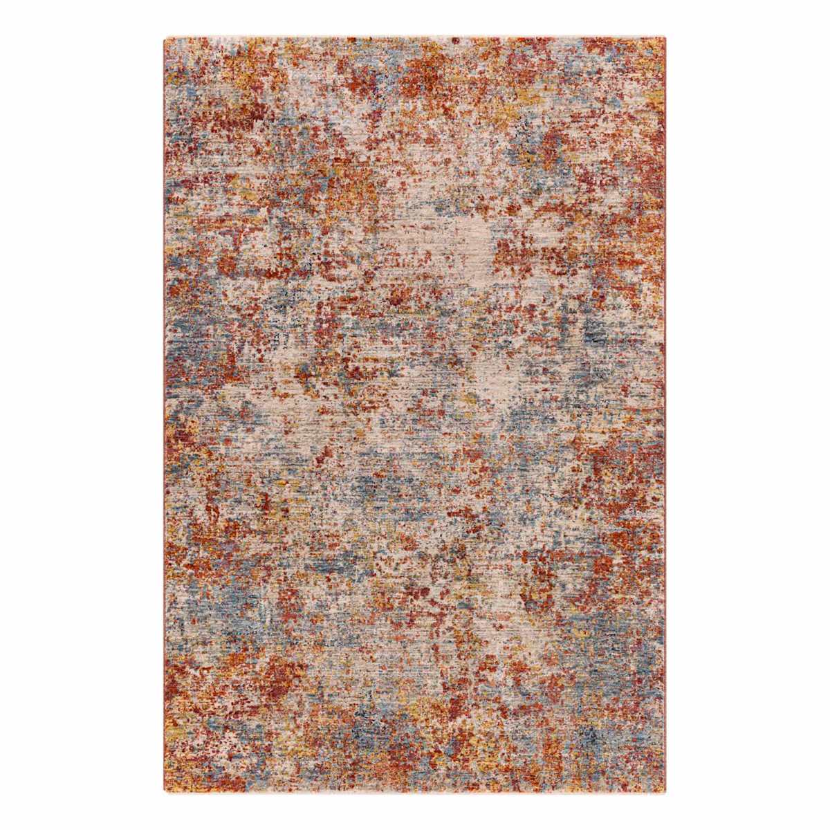 (A522) Mirabel Scarlet Abstract Area Rug, 5x7