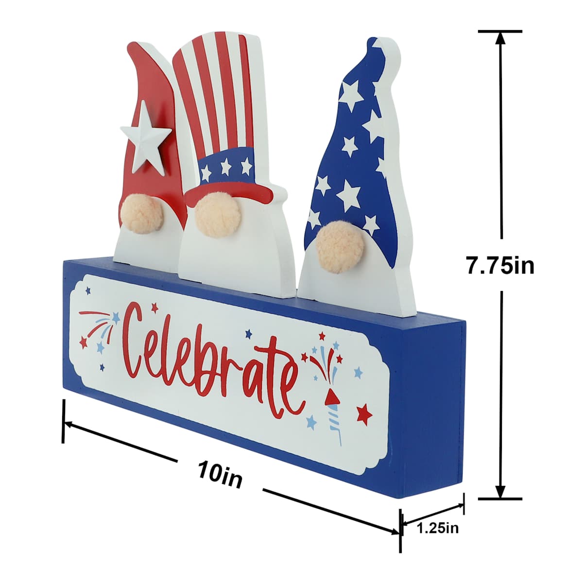 Sunny Club Patriotic Gnomes Table Sign, 10"