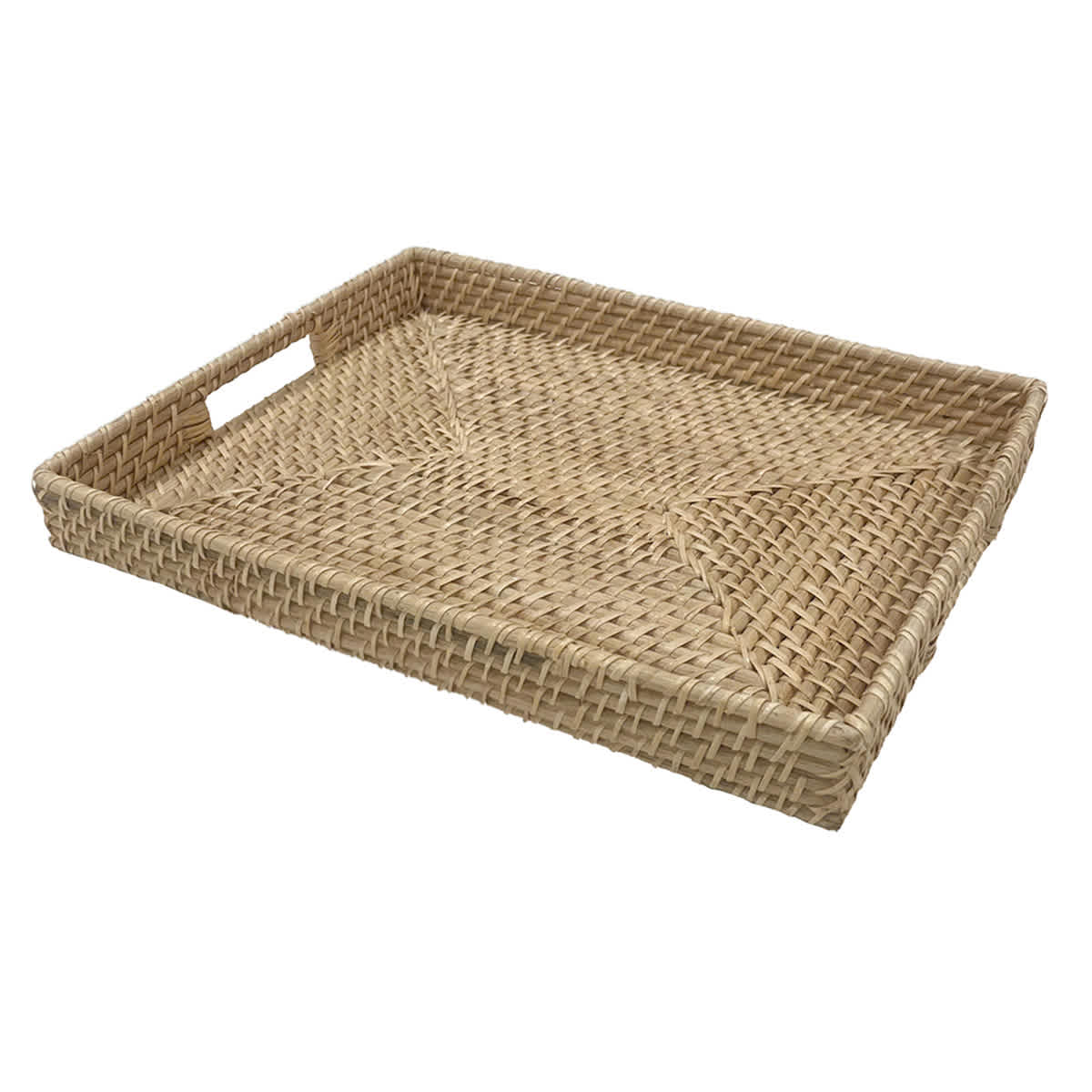 Tan Rectangle Rattan Tray, 17x12