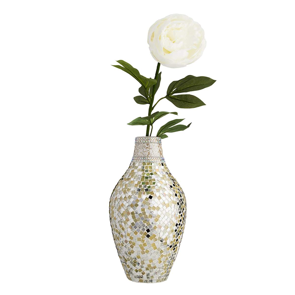 Silver Mosaic Glass Vase, 14"